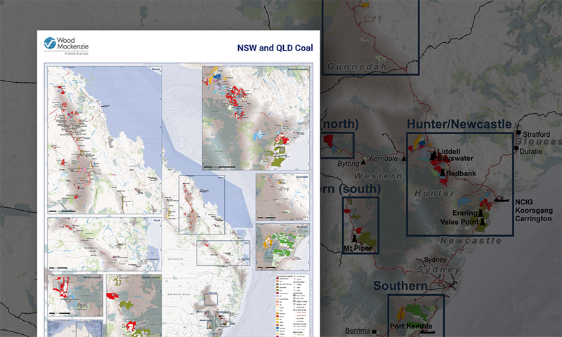 NSW & QLD Coal Mines and Projects Wallmap | Wood Mackenzie