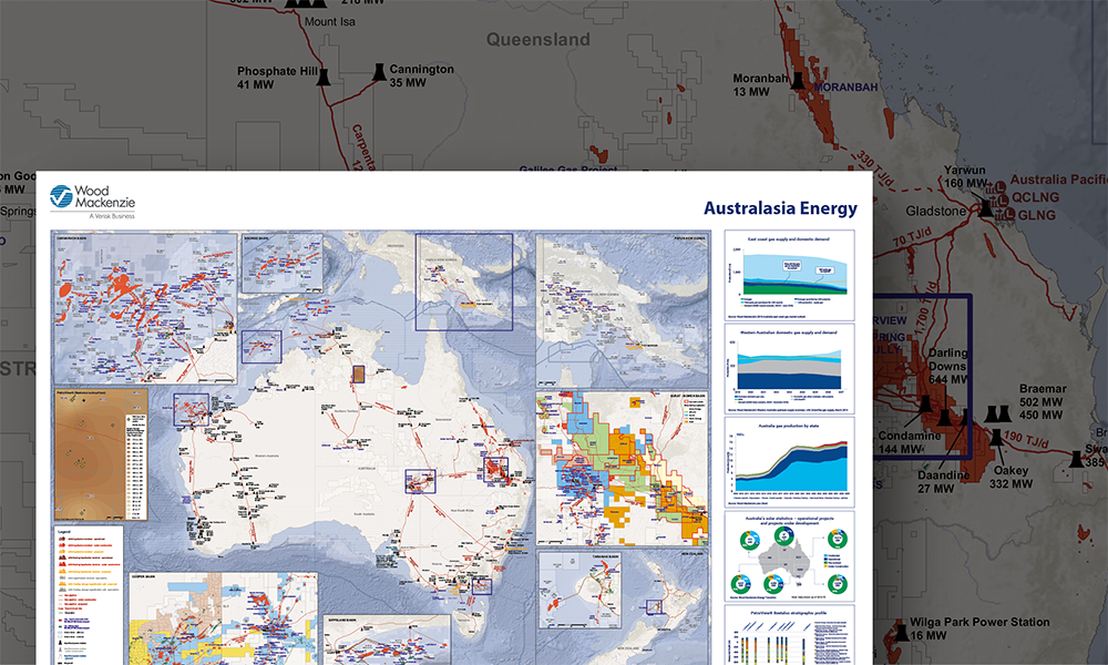 Australasia Energy Wall Map | Wood Mackenzie