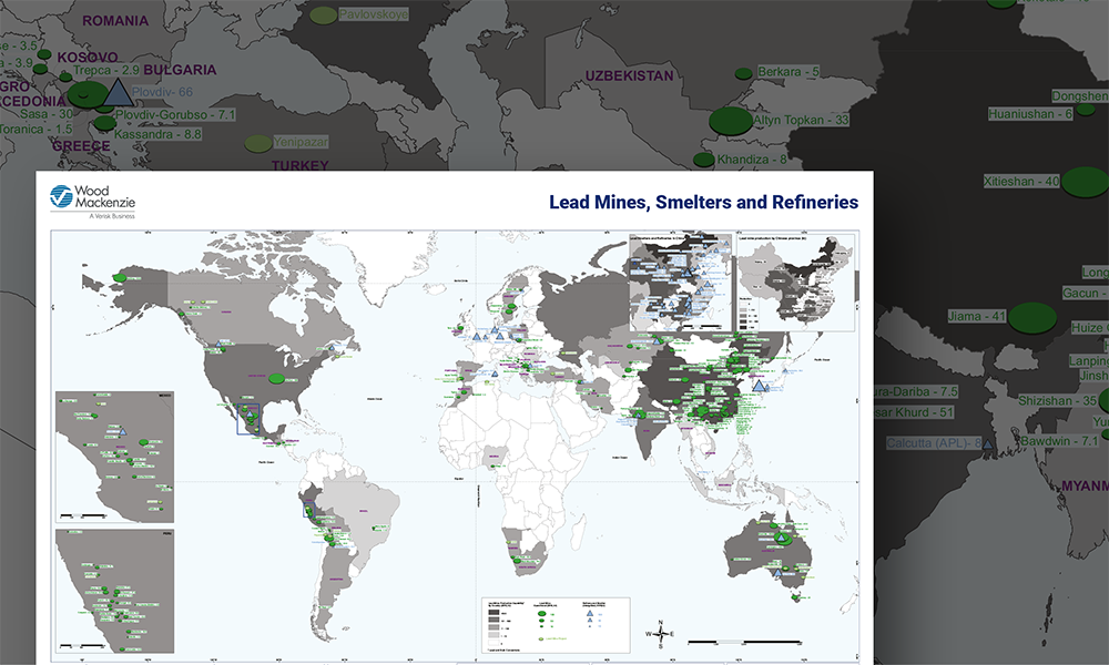 Lead Mines, Smelters and Refineries Wallmap | Wood Mackenzie