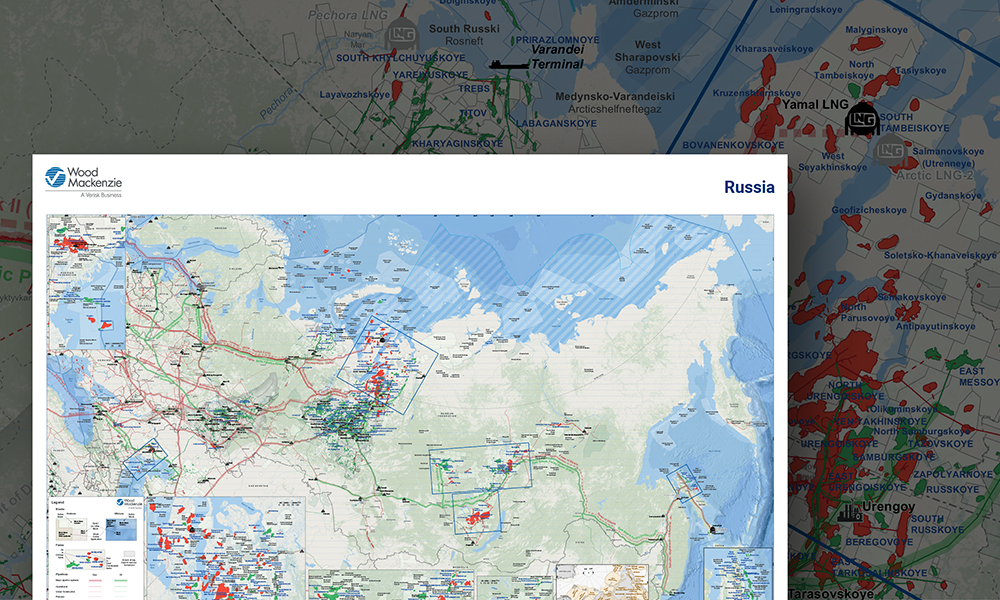 Russia Upstream Oil & Gas Wall Map | Wood Mackenzie