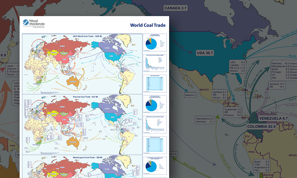 World Coal Trade Wall Map | Wood Mackenzie