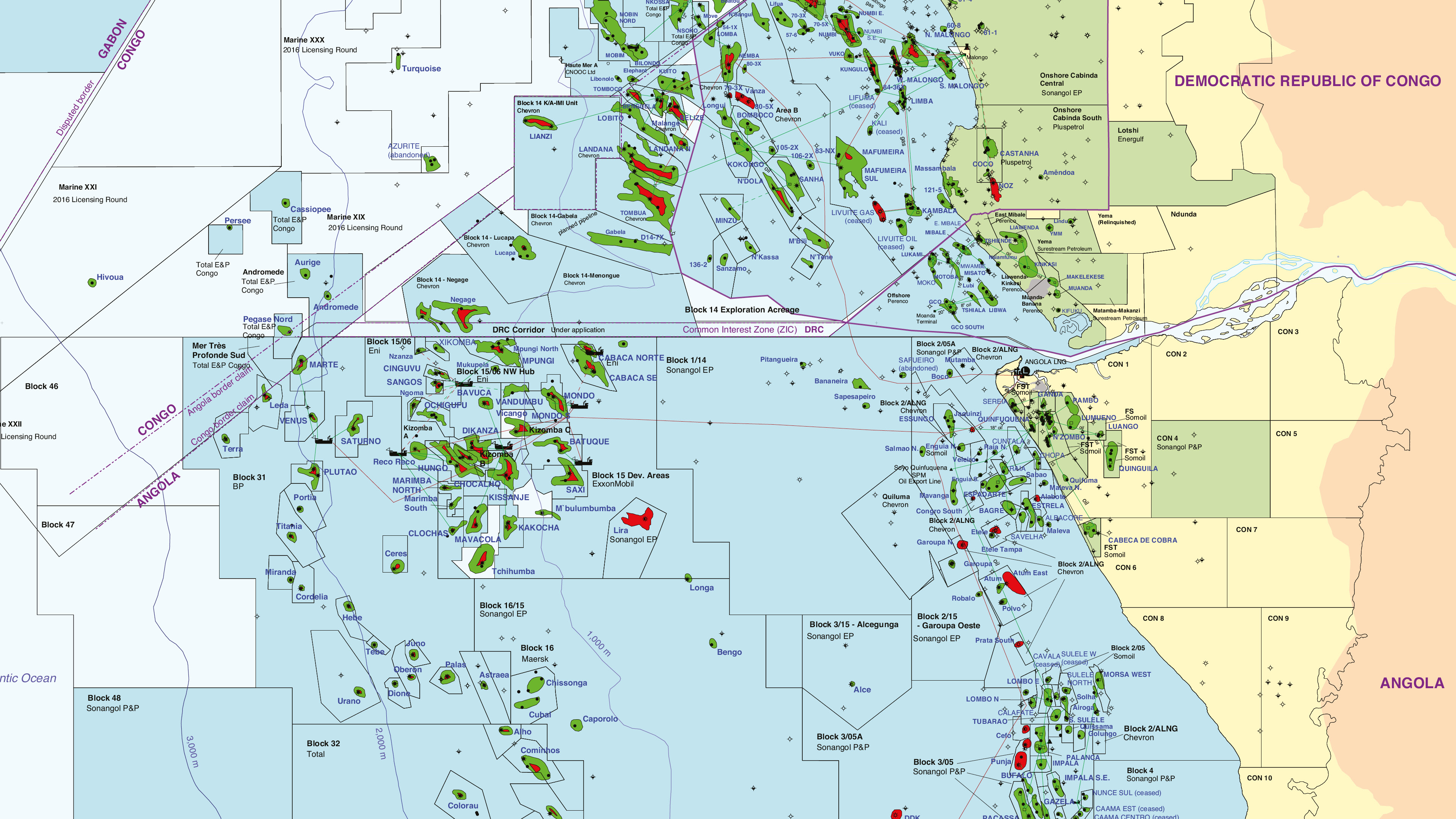 Angola and Congo Oil and Gas Wallmap | Wood Mackenzie